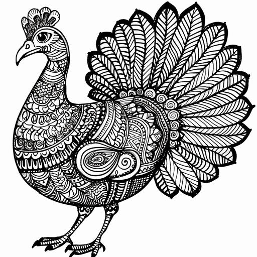 Turkey with intricate zentangle patterns in its feathers – IMAGELLA