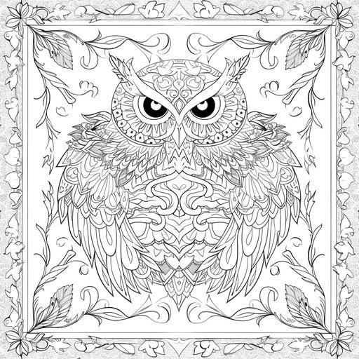 Whimsical owl with intricate feather patterns and big eyes. Coloring ...