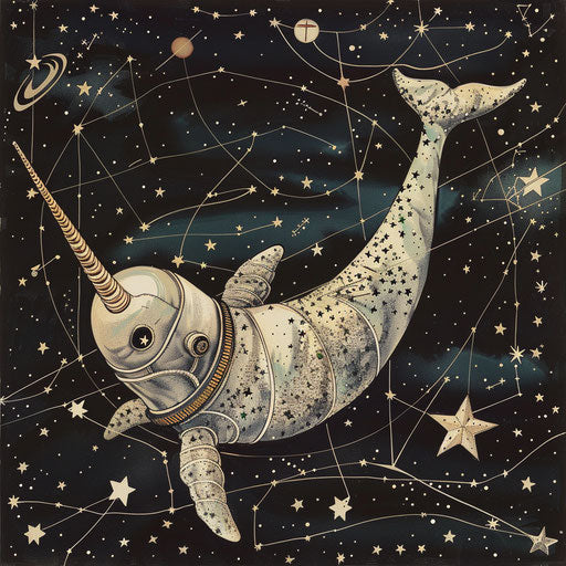 Astronaut Narwhal exploring the cosmos among star constellations – IMAGELLA