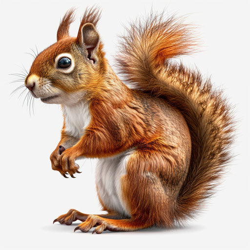 Realistic squirrel clipart on flat white background, vibrant colors ...