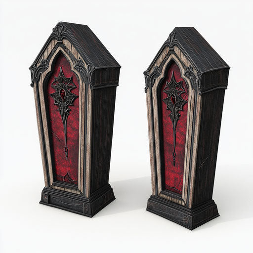 3D Vampire Coffins in photorealistic style on flat white background, isolated clipart – IMAGELLA