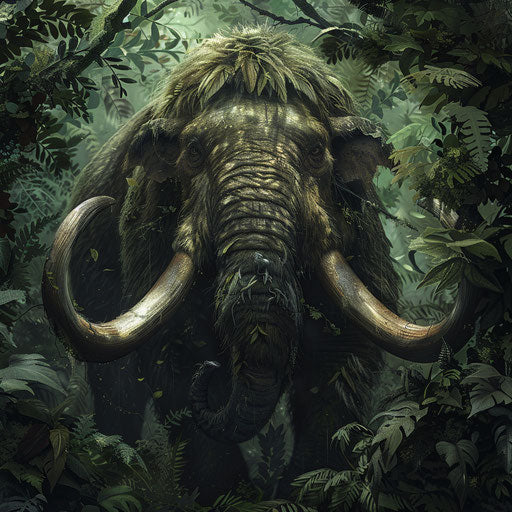Woolly mammoth emerging from dense foliage – IMAGELLA