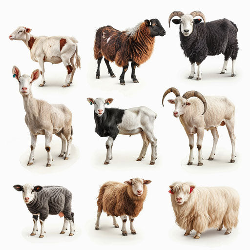 Realistic farm animals clipart on flat white background – IMAGELLA