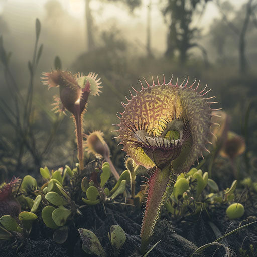 Venus flytrap in natural habitat at foggy dawn – IMAGELLA