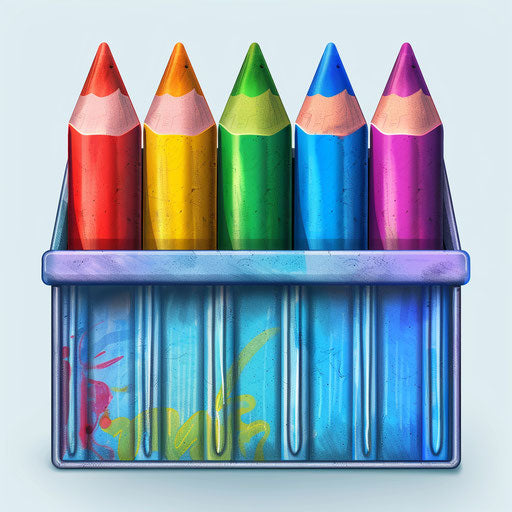 Crayon box clipart in photo realistic style with random backdrop – IMAGELLA