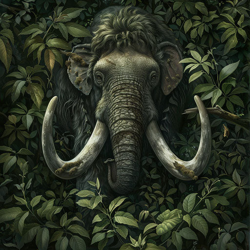 Woolly mammoth emerging from dense foliage – IMAGELLA