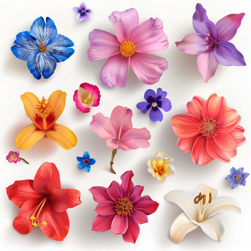 Realistic spring flowers clipart on flat white background – IMAGELLA