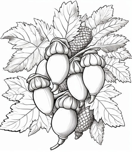 Acorns Coloring Page | Free coloring pages, in the style of graphic ...