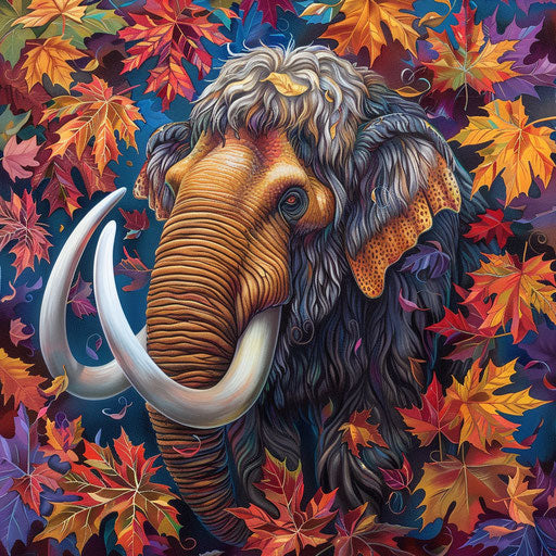 Woolly mammoth among vibrant autumn leaves – IMAGELLA