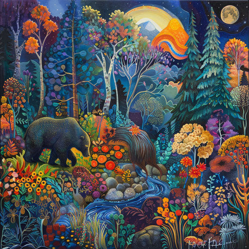Vibrant journey of a bear through the changing seasons of the forest ...