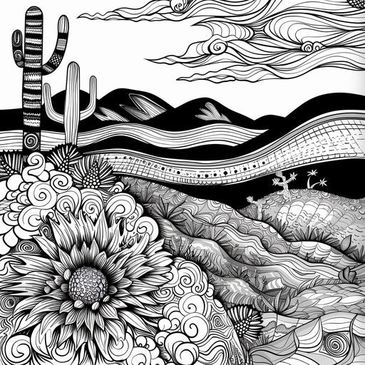 Complex zentangle design of desert landscape – IMAGELLA