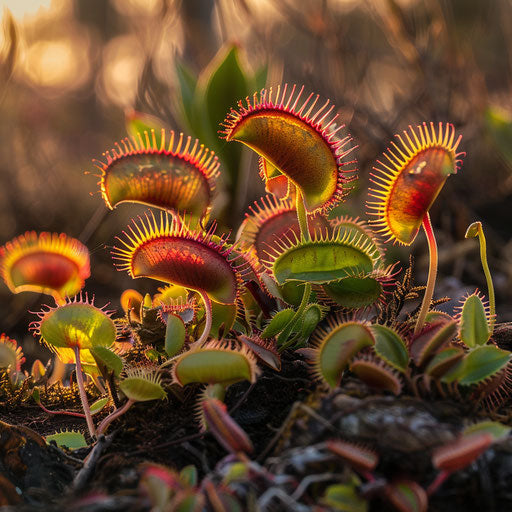 Cluster of Venus flytraps at golden hour – IMAGELLA