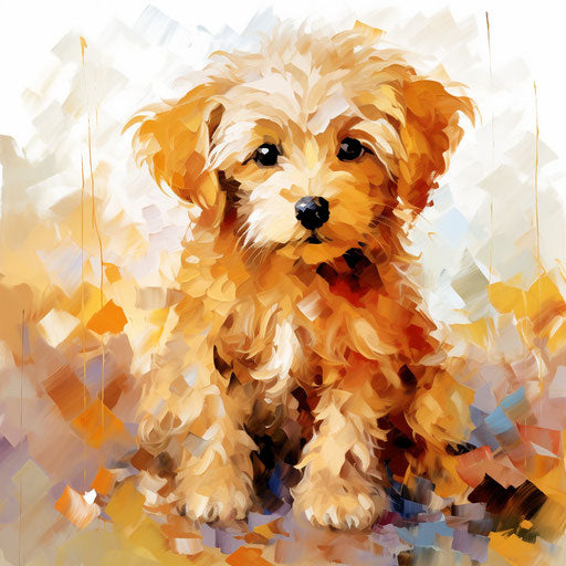 Puppy clipart in the style of Impressionistic Art, on white background ...