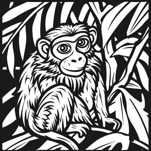 Bold monkey silhouette with jungle background – IMAGELLA