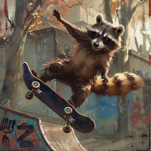 Raccoon skater in an urban park – IMAGELLA