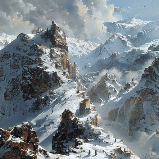 Winter scene on Jebel Jais, in the style of Andreas Achenbach – IMAGELLA