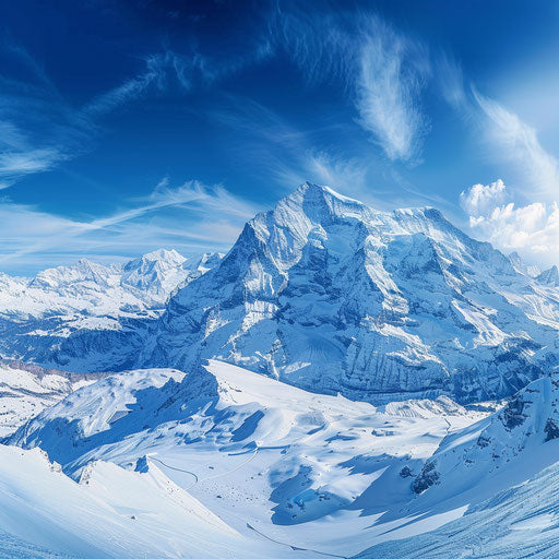 Snow-capped peaks of the Eiger under a brilliant blue sky – IMAGELLA