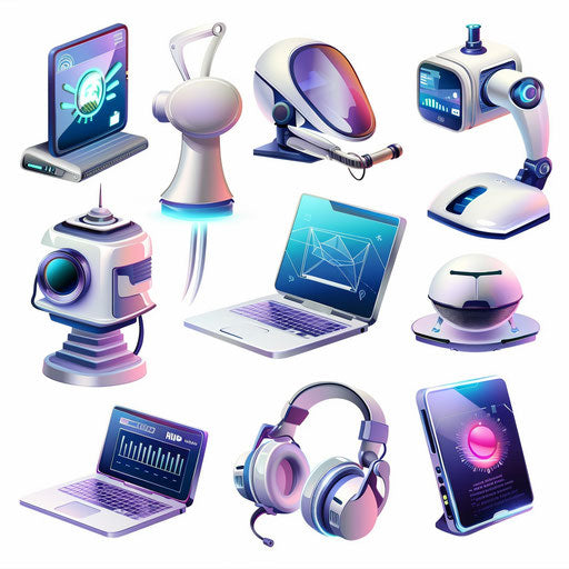 Technology clipart on white background, realistic style and glossy ...