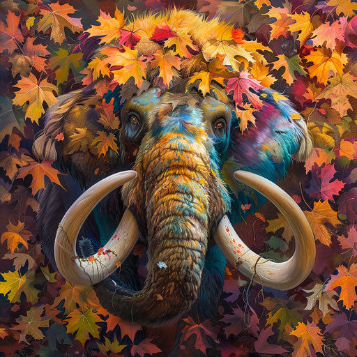 Woolly mammoth among autumn leaves, colorful and lively – IMAGELLA