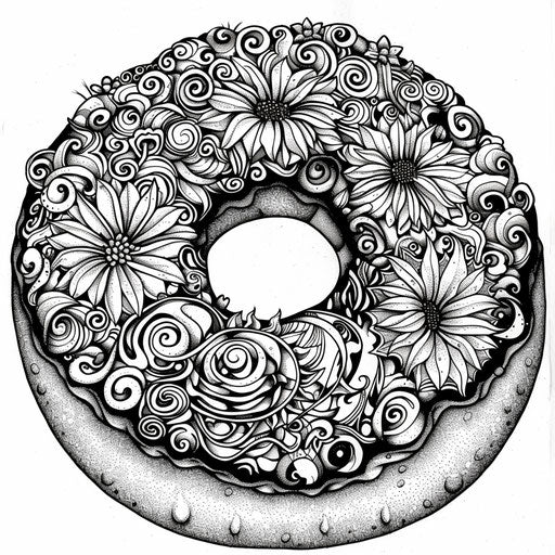 Complex zentangle-style illustration of a donut – IMAGELLA