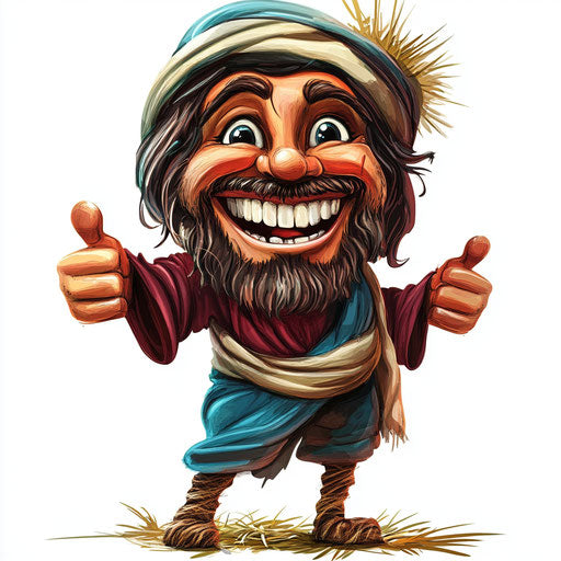 Caricatura humorística de una escena de la natividad con características humanas – IMAGELLA