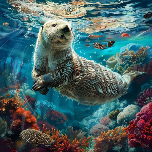 Sea otter diving in search of food – IMAGELLA