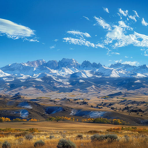 Snow peaks of the Big Horn Mountains under a brilliant blue sky – IMAGELLA