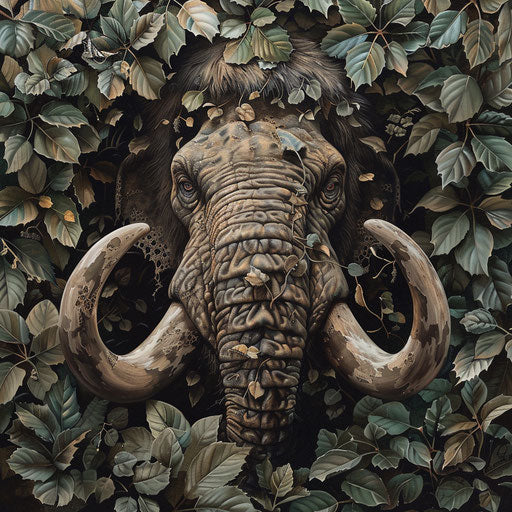 Woolly mammoth emerging from dense foliage – IMAGELLA