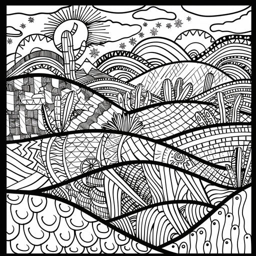 Complex desert zentangle with various patterns – IMAGELLA