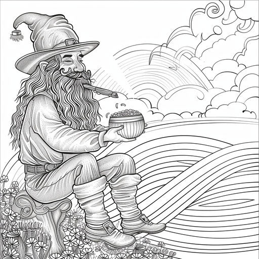 Duende con una olla de oro al final de un arco iris al estilo de Teagan ...