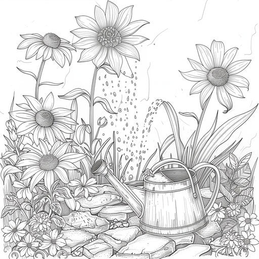 A watering can watering flowers – IMAGELLA