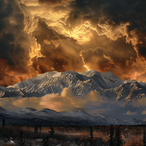 Denali with storm clouds brewing, dramatic sky, Marc Adamus style – IMAGELLA