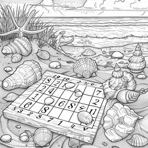 Bingo game on beach with seashells as markers – IMAGELLA