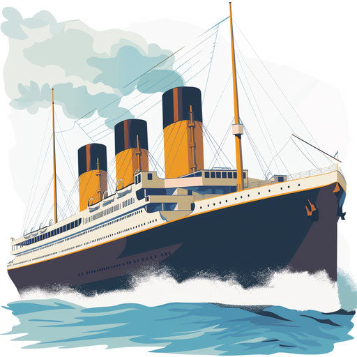 Titanic clipart in photo realistic style with flat and white background ...