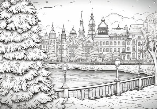 Christmas city coloring page – IMAGELLA