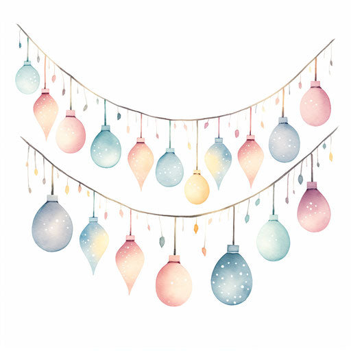 Pastel Christmas Lights on White Background – IMAGELLA