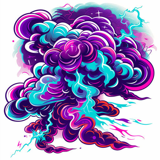 Neon storm with swirling clouds and lightning – IMAGELLA