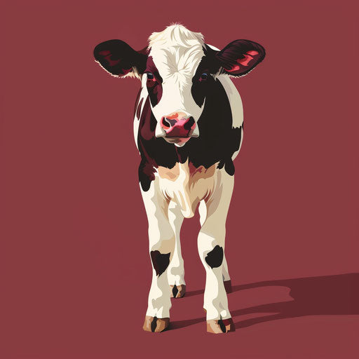 Flat background in deep maroon with cute cow clipart – IMAGELLA