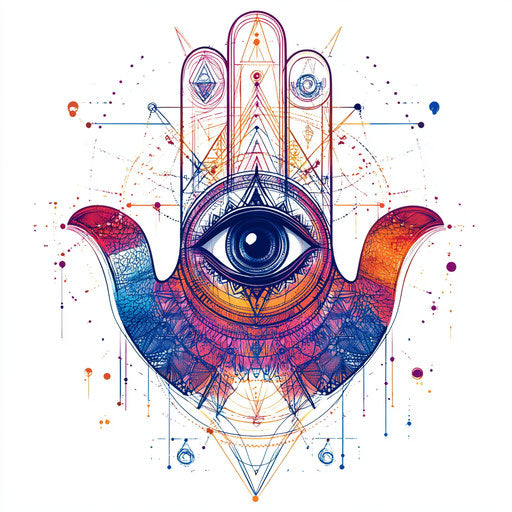 Hamsa hand tattoo with protective eye and geometric shapes – IMAGELLA