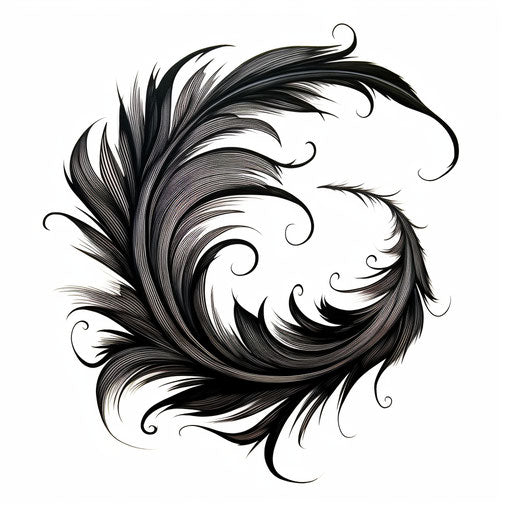 Feather-shaped pattern printed on white, intricate pen illustration ...