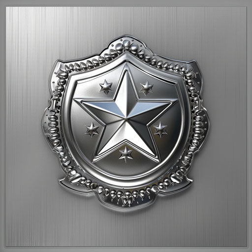 Realistic police badge on flat metallic silver background – IMAGELLA
