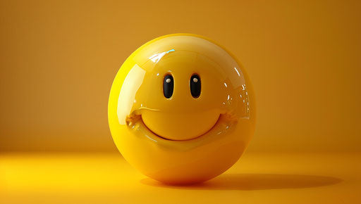 Funny smiling yellow human face, vray tracing style, decorative – IMAGELLA