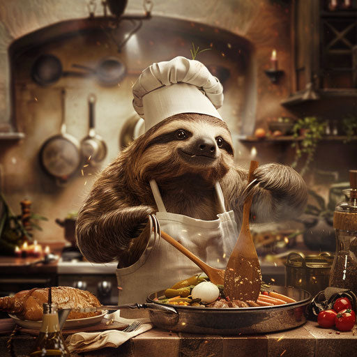 A sloth as a master chef in a gourmet kitchen – IMAGELLA
