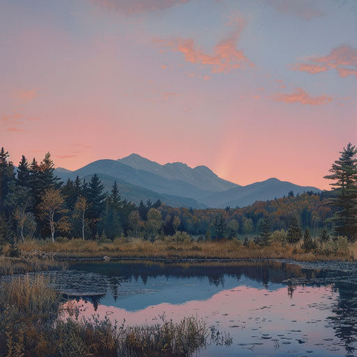 Peaceful sunrise over Whiteface Mountain, soft pastel colors – IMAGELLA