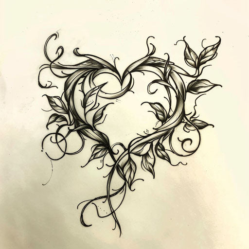 Flat sketch of a neo tribal heart intertwined with tribal vines and ...