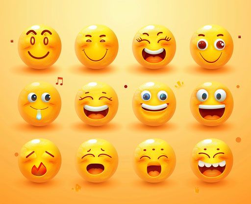 Set of happy emoji vector images with smiling face, in the style of rtx ...