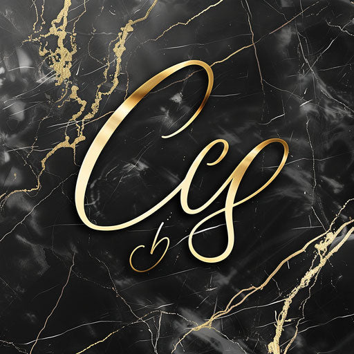 Elegant cursive logo design on marble background, gold accents – IMAGELLA