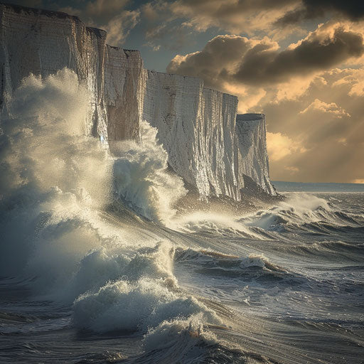 White Cliffs of Dover with dramatic waves crashing – IMAGELLA