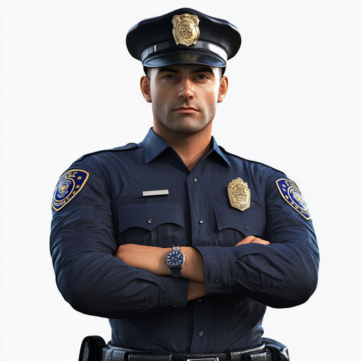 3D realistic police officer on flat white background – IMAGELLA