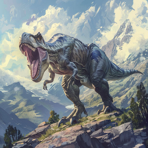 T-rex on a rocky prehistoric hillside – IMAGELLA